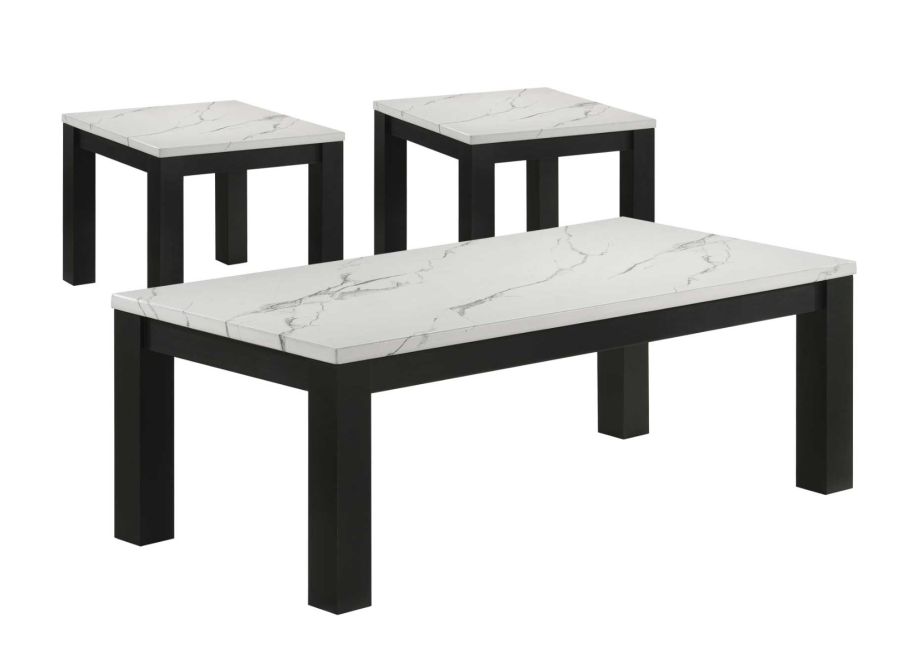 ivy white faux marble 3 piece coffee table set
